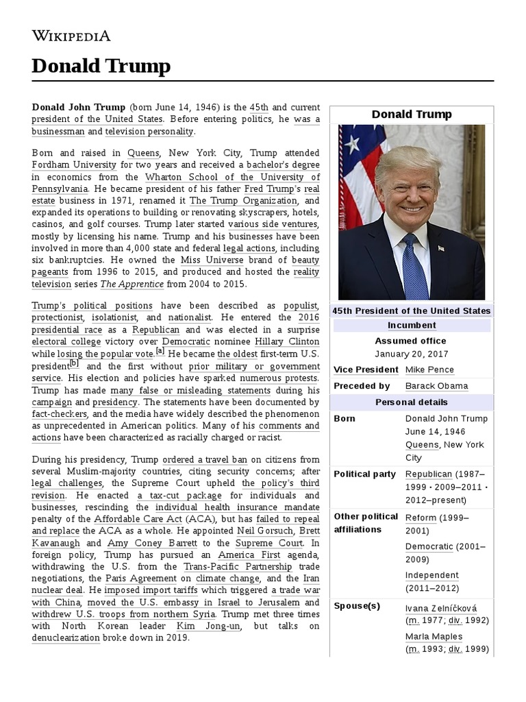 Donald Trump | PDF | Donald Trump | American Government