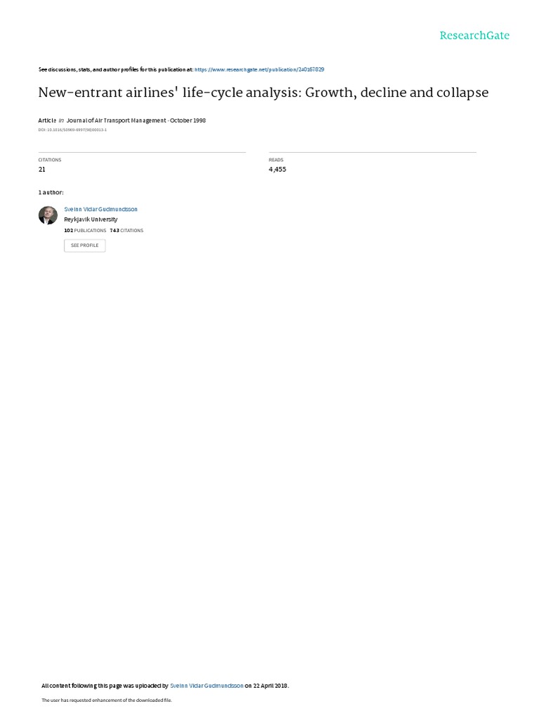 New-Entrant Airlines Life-Cycle Analysis Growth D | PDF | Airlines ...