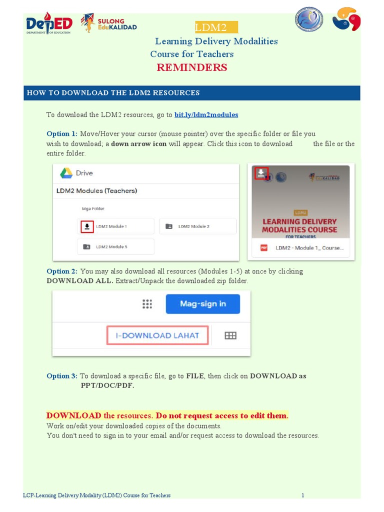 Reminders: Learning Delivery Modalities Course For Teachers | PDF