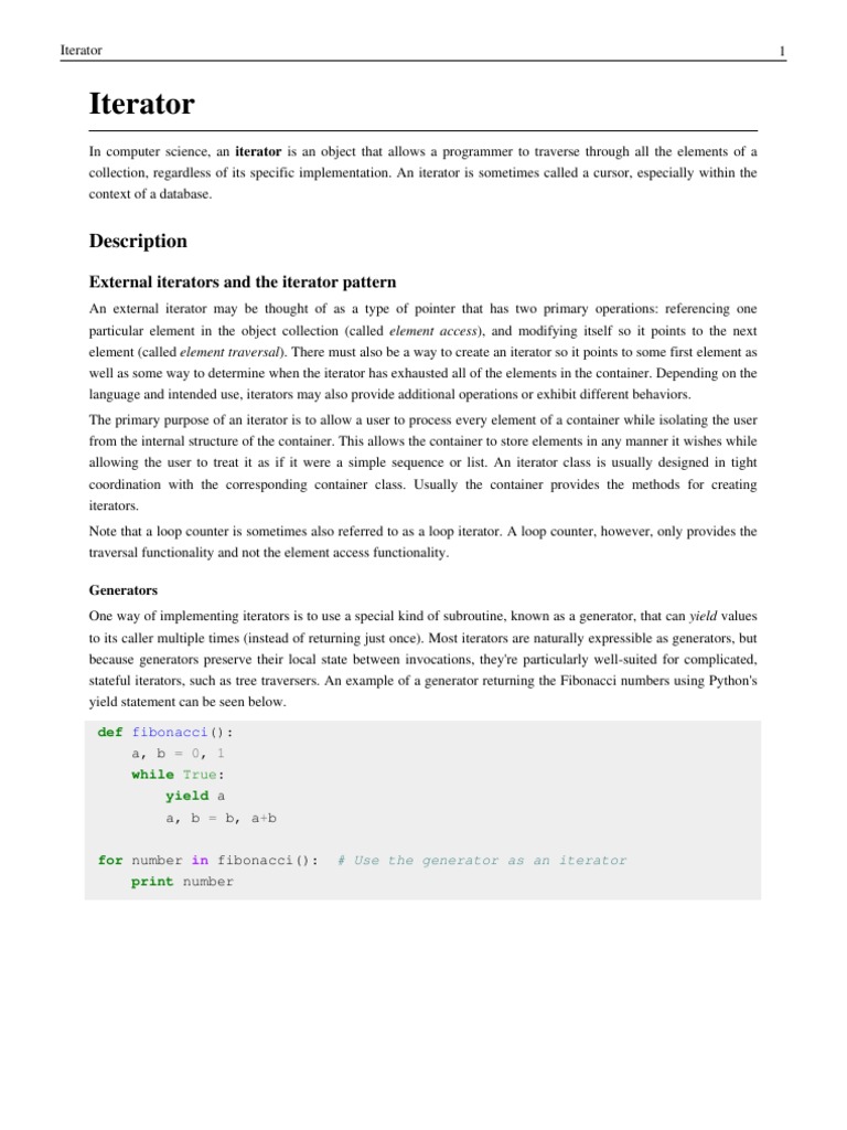 Understanding Iterators in Programming | PDF | Control Flow | Models Of ...