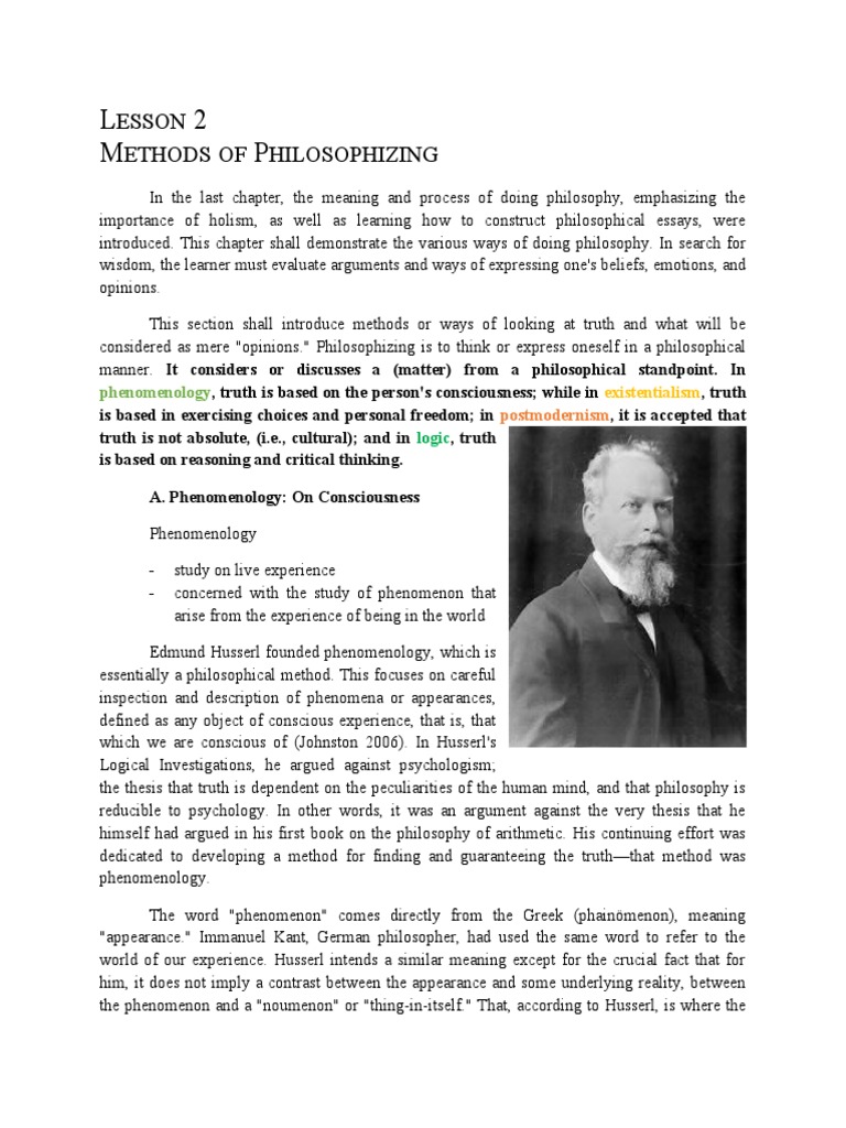 An Analysis of Methods of Philosophizing: Phenomenology, Existentialism, and the Search for ...