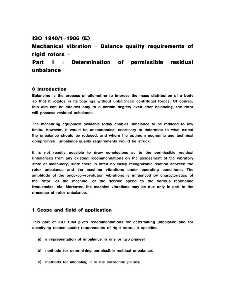 Norma ISO 1940-1 - 1986 | PDF