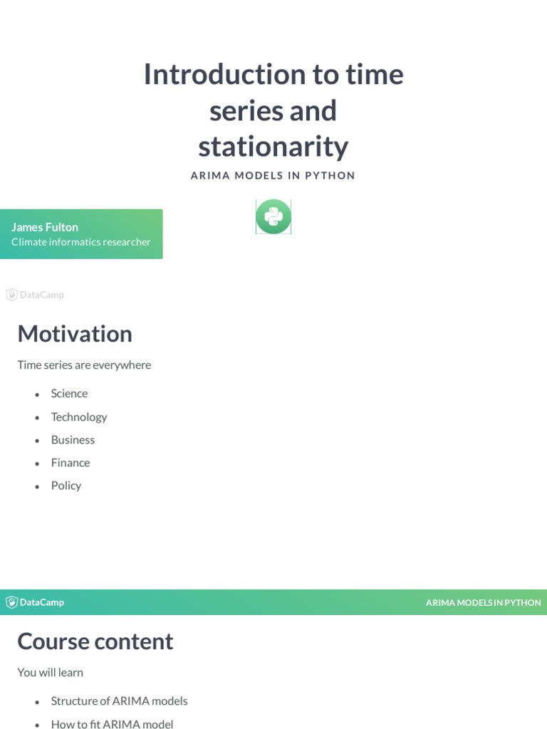 ARIMA Models in Python Chapter1 | PDF | Stationary Process ...