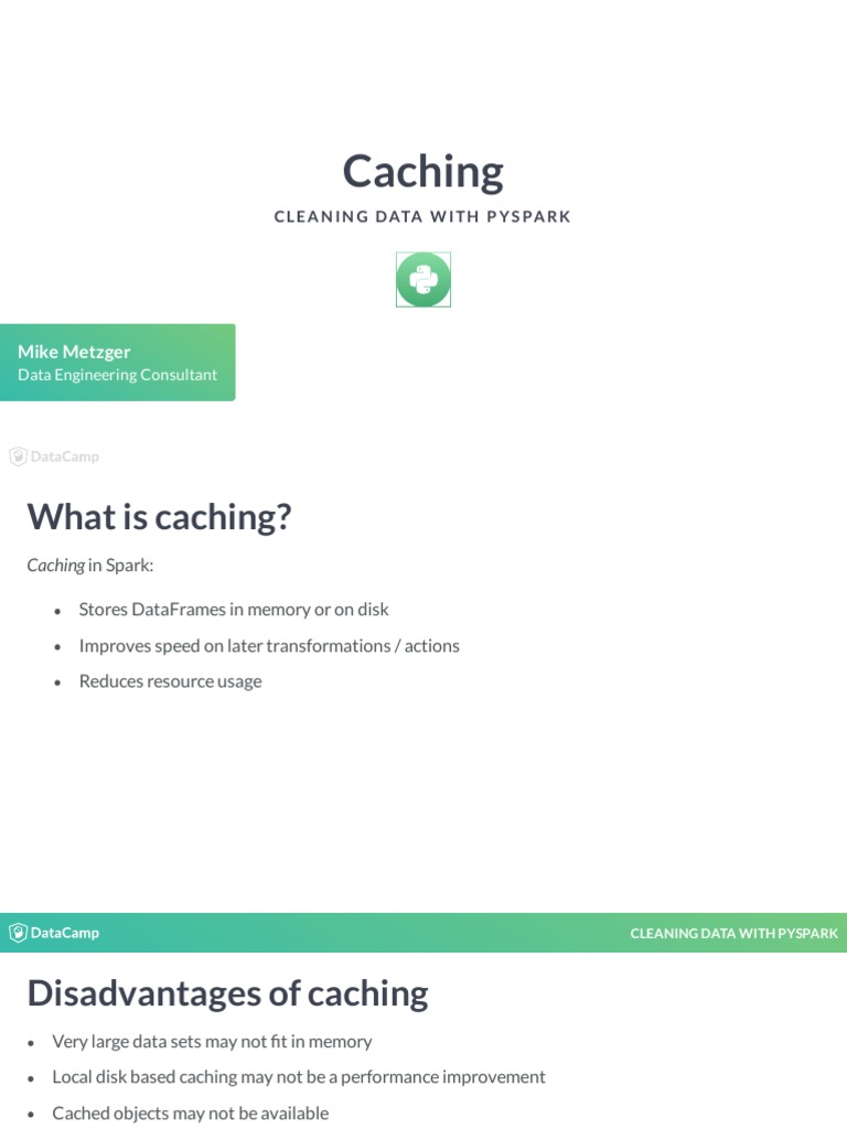 PySpark Caching and Performance Tips | PDF | Cache (Computing) | Comma Separated Values