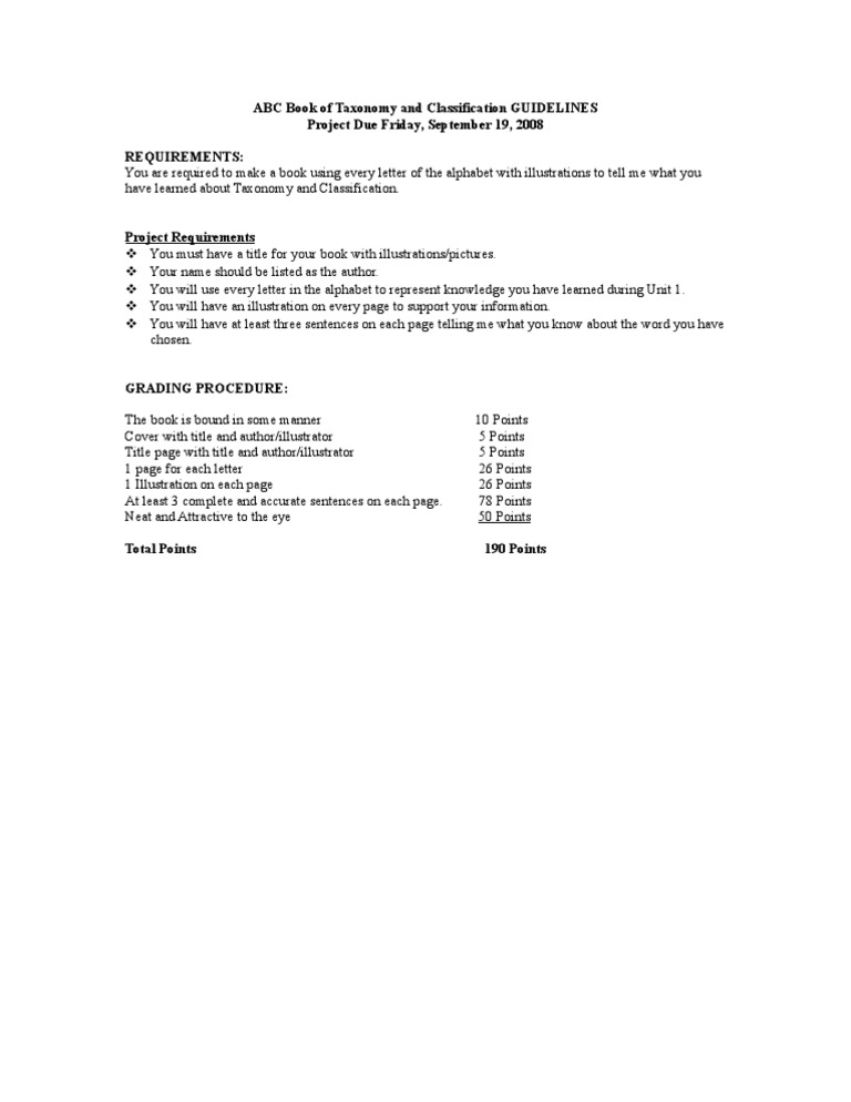 Taxonomy ABC Book Project Guidelines | PDF | Home & Garden | Art