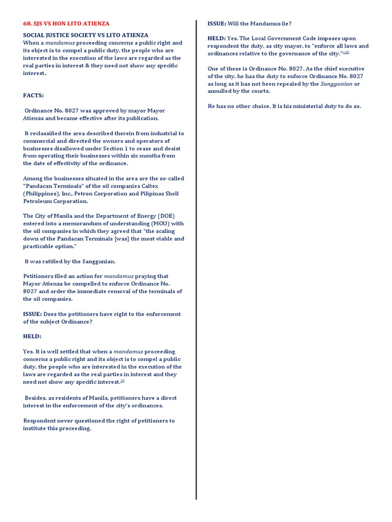 Sjs Vs Hon Lito Atienza | PDF | Law