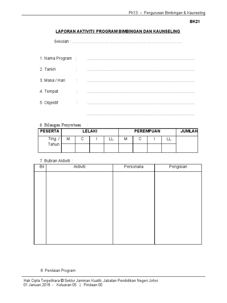BK21 Laporan Aktiviti Program | PDF