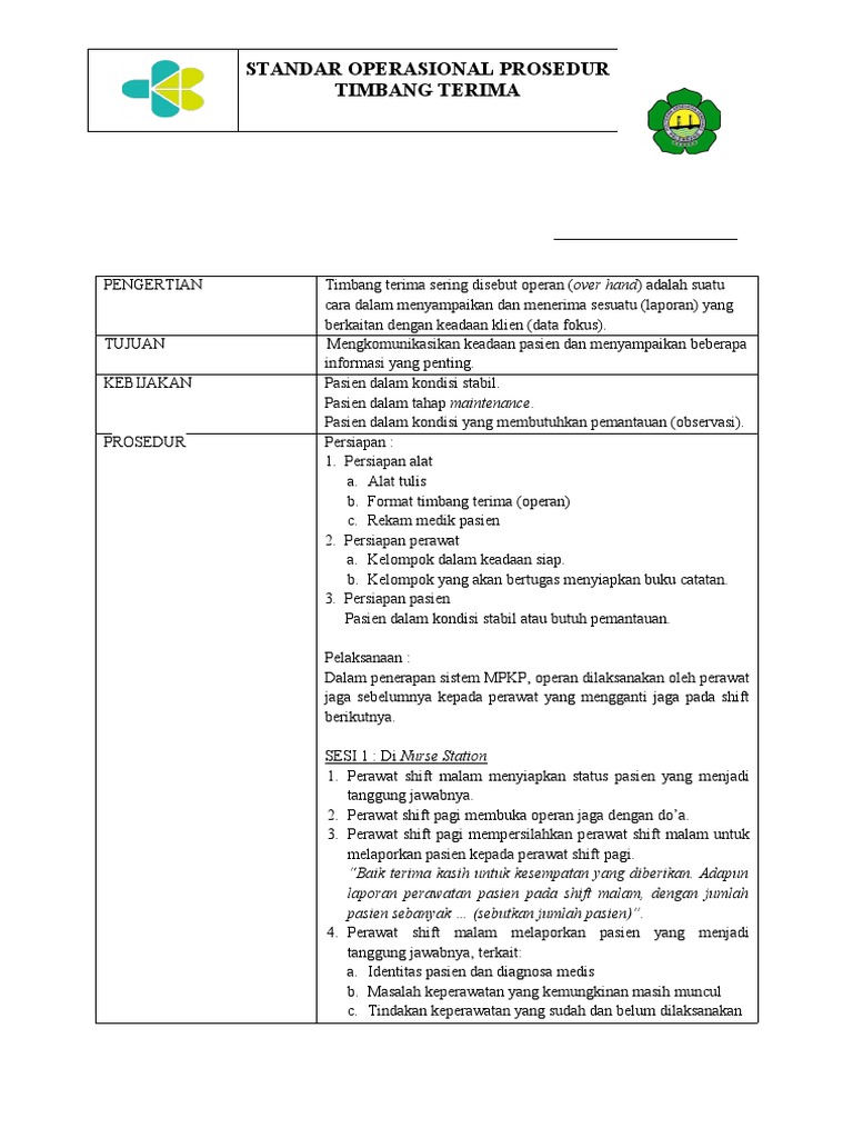 Sop Timbang Terima | PDF