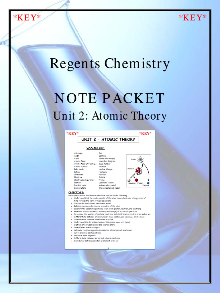 Regents Chemistry: Note Packet | PDF | Ion | Atoms