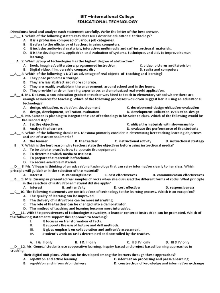 BIT - International College Educational Technology | PDF | Educational ...