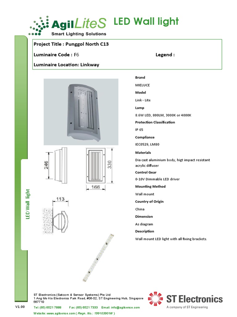 F6-LED Wall Light Cutsheet | PDF | Interior Design | Electrical Engineering