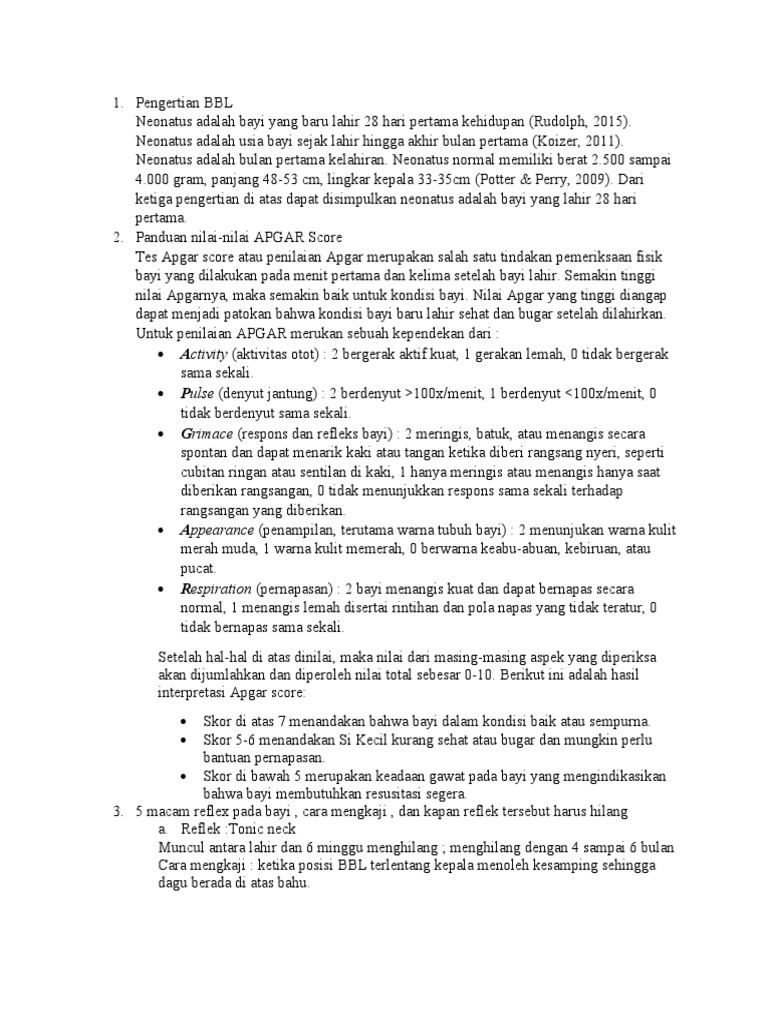 SOCA BBL Pengertian BBL Apgar Score DLL | PDF