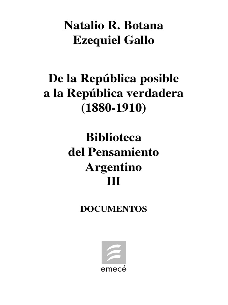 Natalio Botana - Ezequiel Gallo - de La República Posible A La ...