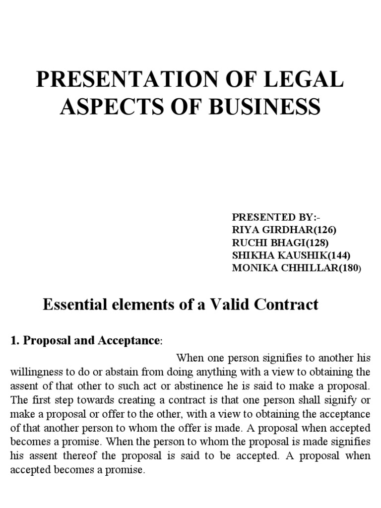 Presentation of Legal Aspects of Business | PDF | Void (Law) | Business Law