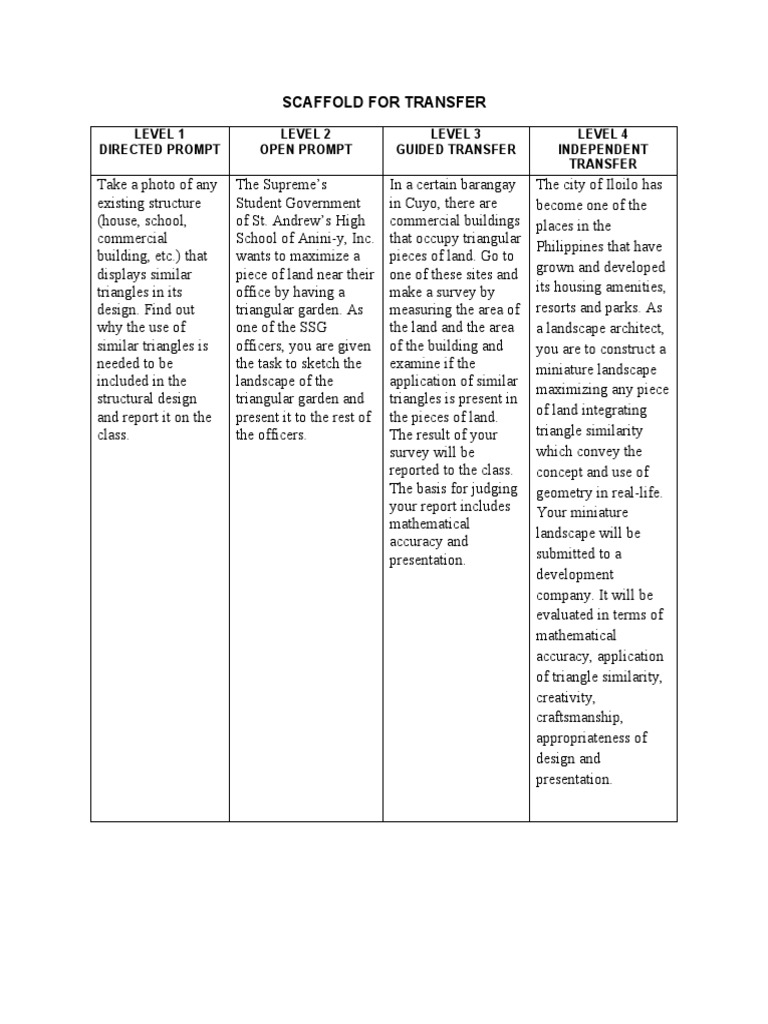 Scaffold For Transfer Template | PDF | Triangle | Cognition