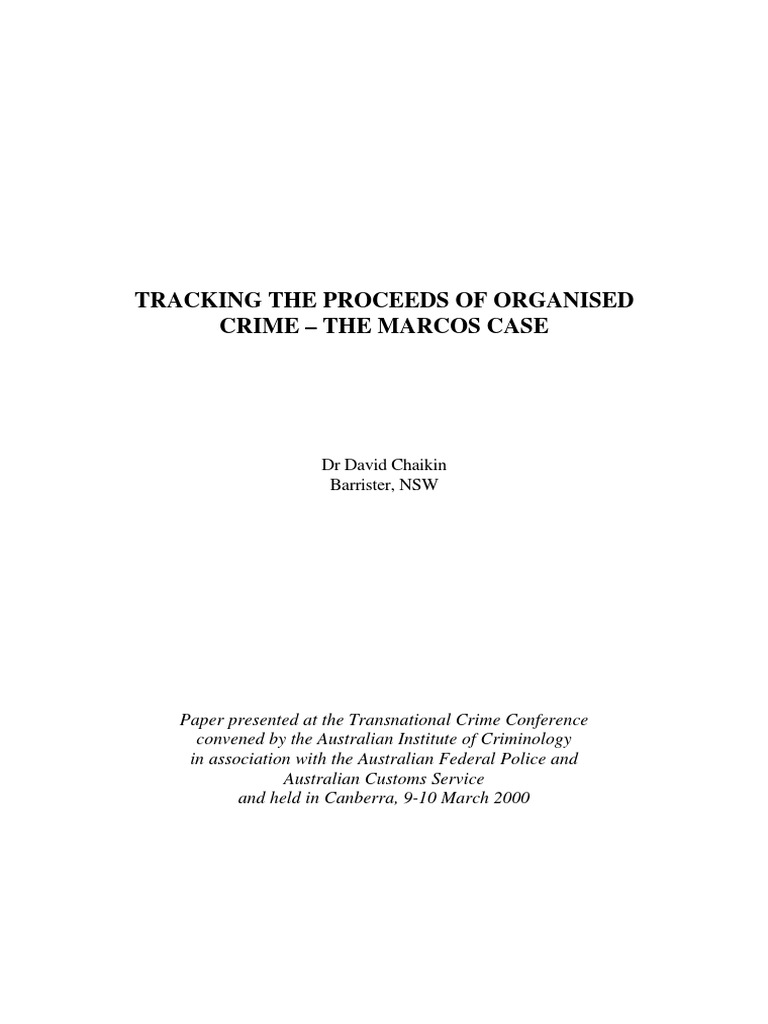 Tracking The Proceeds of Organised Crime - The Marcos Case: DR David ...