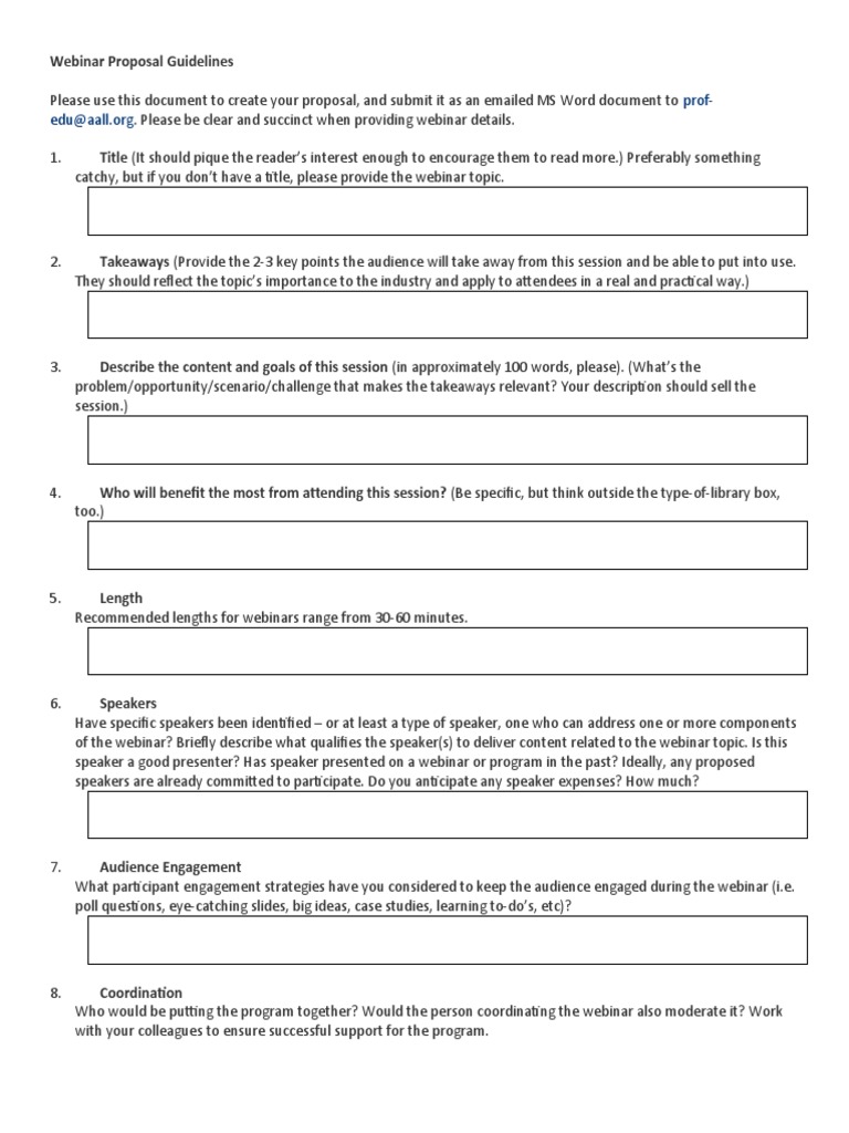 Webinar Proposal Submission Guidelines | PDF | Career & Growth | Business