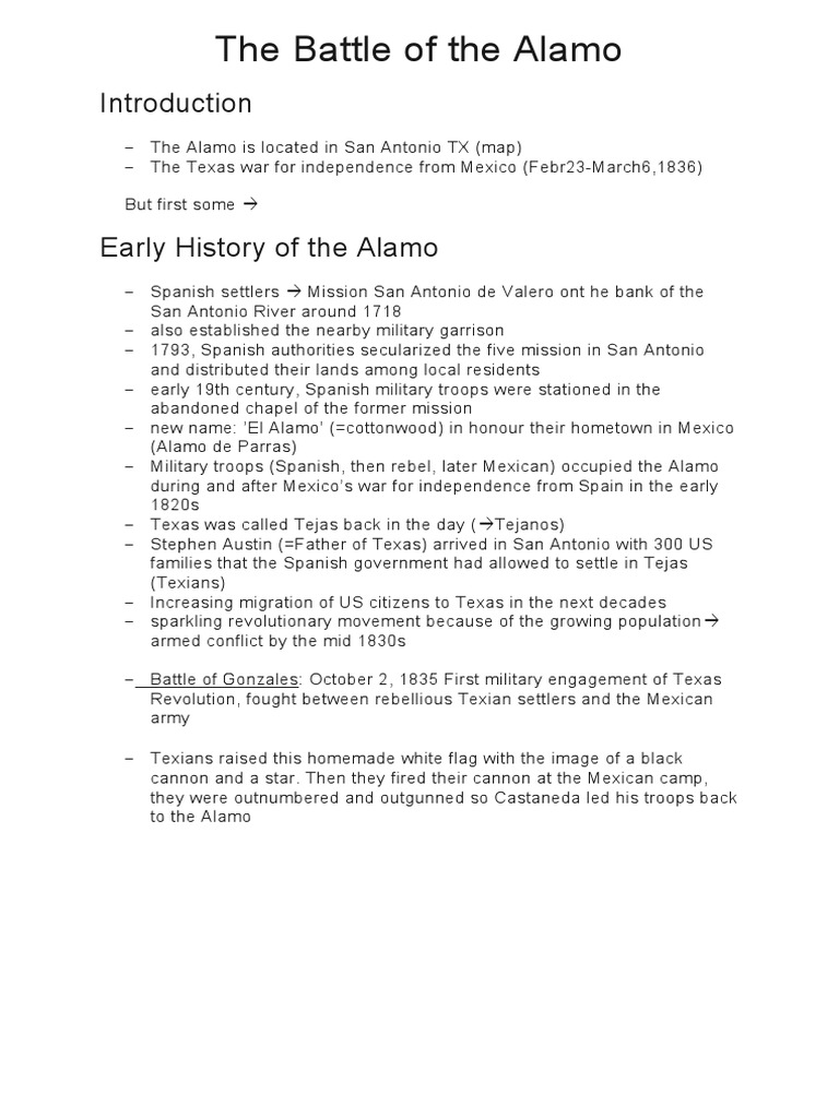 The Alamo: Texas Independence Battle | PDF | Battle Of The Alamo ...