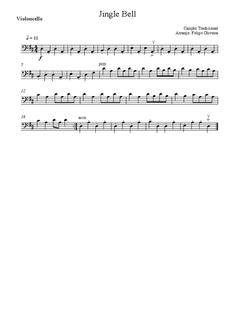 Jingle Bells for Cello Arrangement | PDF