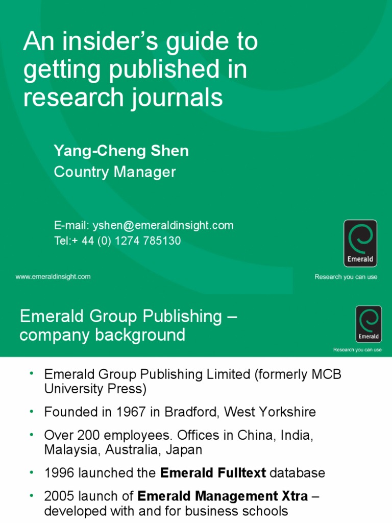 Insider's Guide to Research Publishing | PDF | Academic Journal ...
