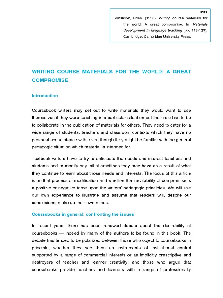 Writing Course Materials For The World - PDF | PDF