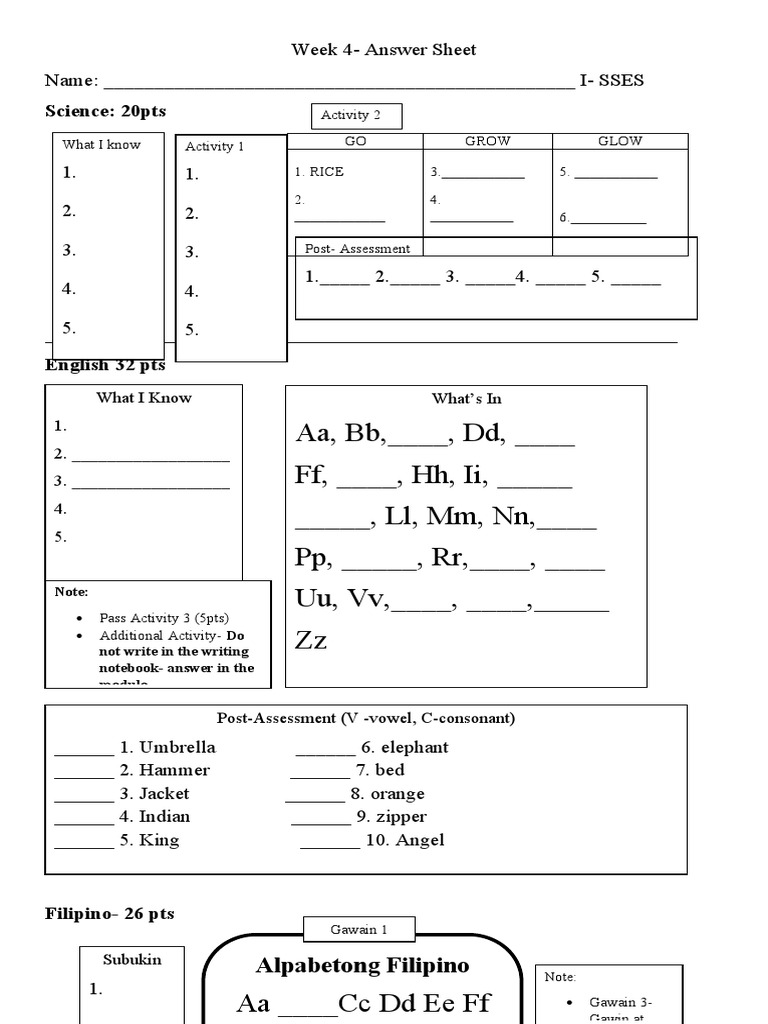 Week 4 ANSWER SHEET REVISED | PDF