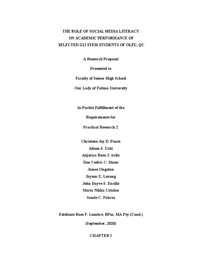 THE ROLE OF SOCIAL MEDIA LITERACY ON ACADEMIC PERFORMANCE OF SELECTED ...