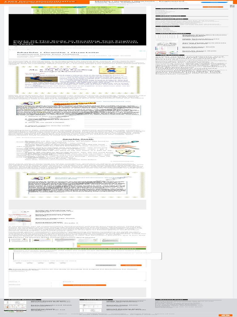 Parts of The Body in Reading Test English Esl Worksheets For Human ...