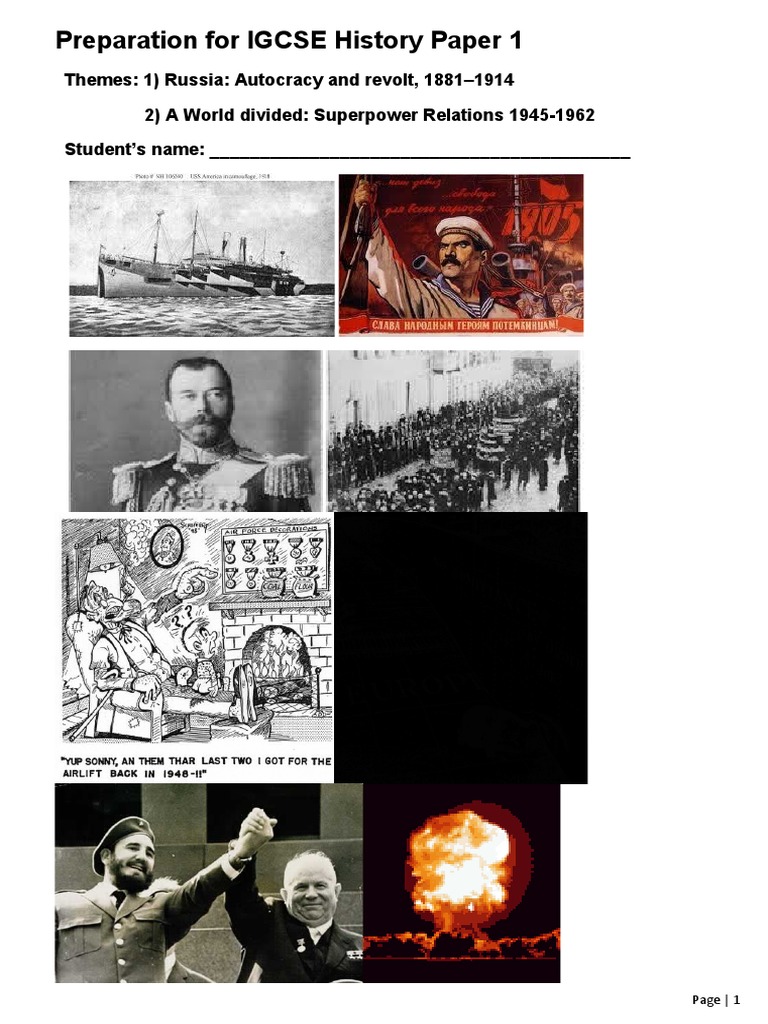 IGCSE History Paper 1 Preparation Guide | PDF | Nicholas Ii Of Russia ...