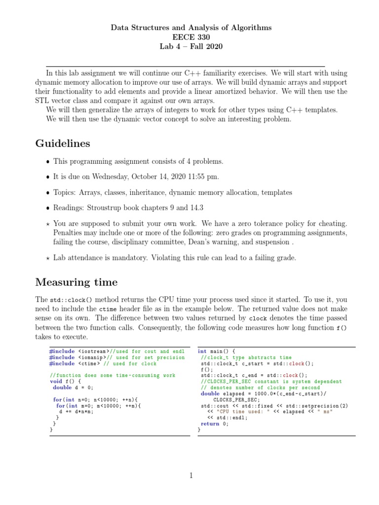 Guidelines: Std::clock Ctime Clock F | PDF | Array Data Structure | C++