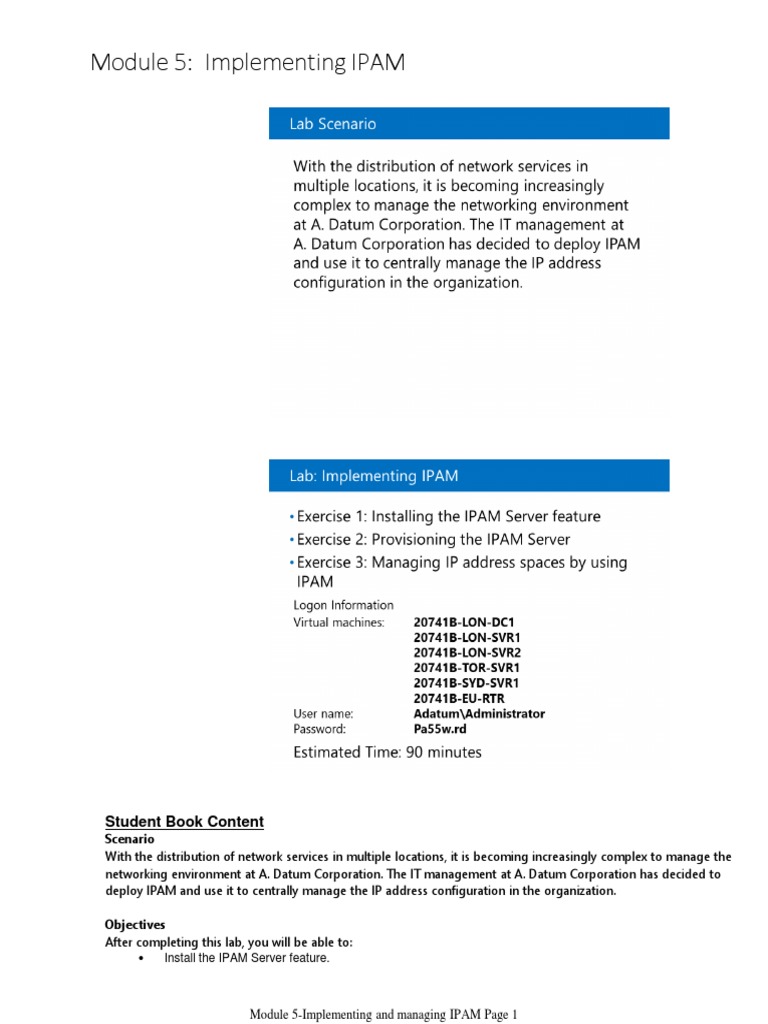 Module 5 Implementing IPAM PDF | PDF | Ip Address | Hyper V