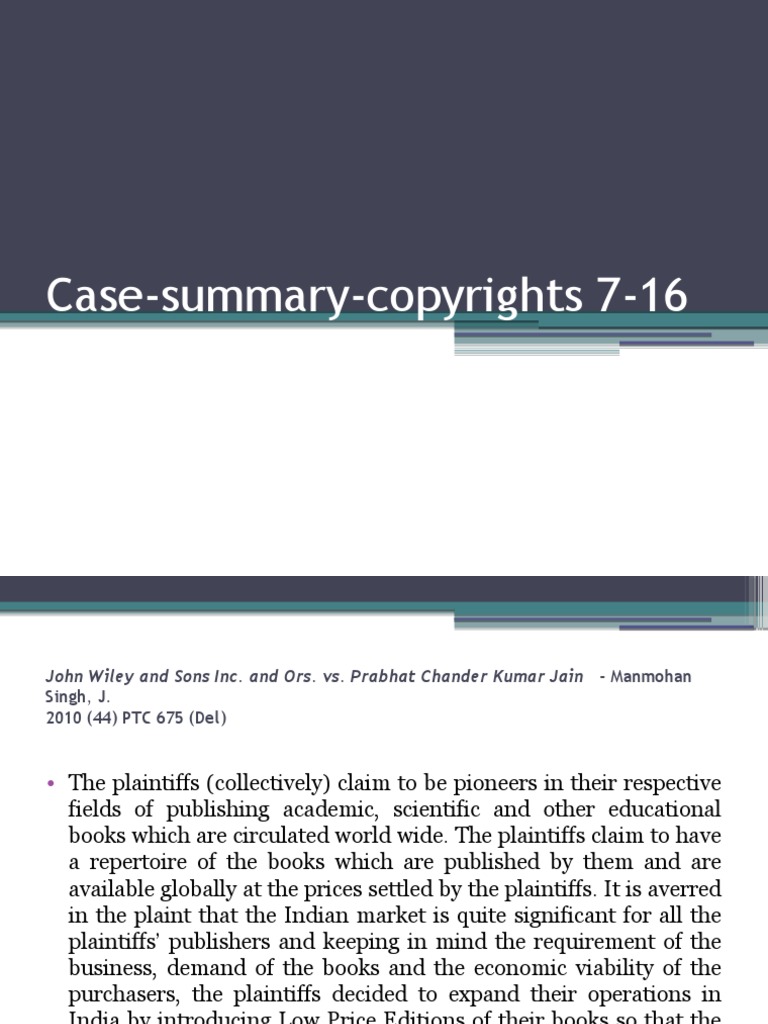 Copyright Infringement: Wiley v. Chander | PDF | Copyright Law Of The ...