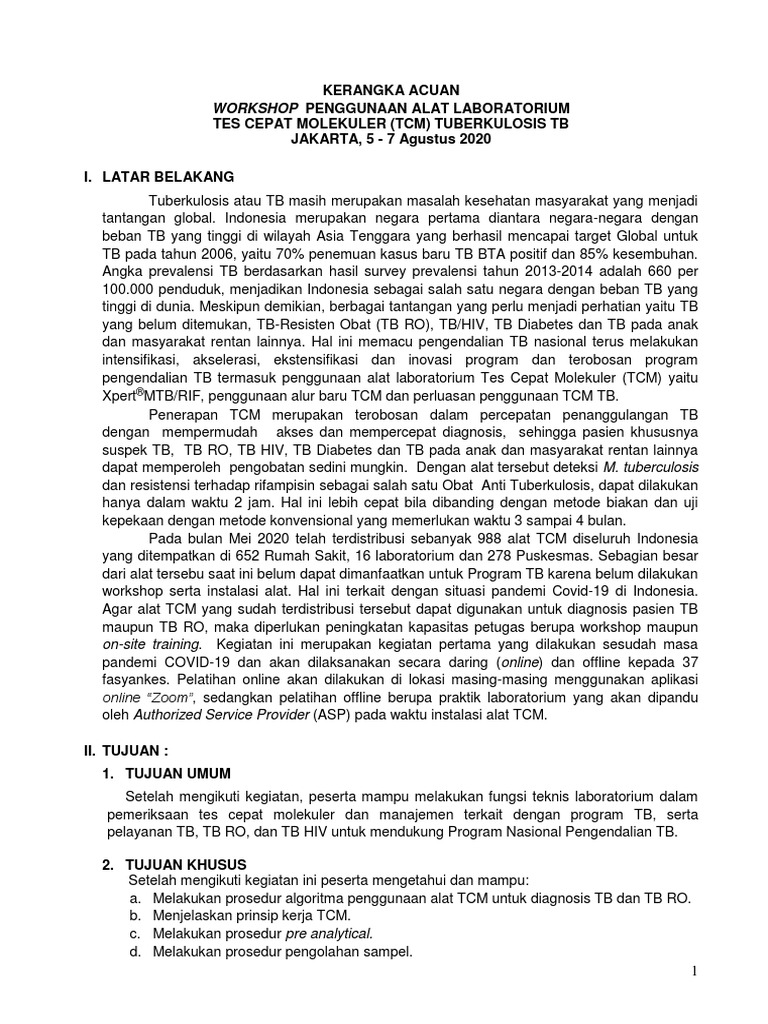 TOR Workshop TCM TB 5-7 Ags 2020 PDF | PDF | Sains & Matematika
