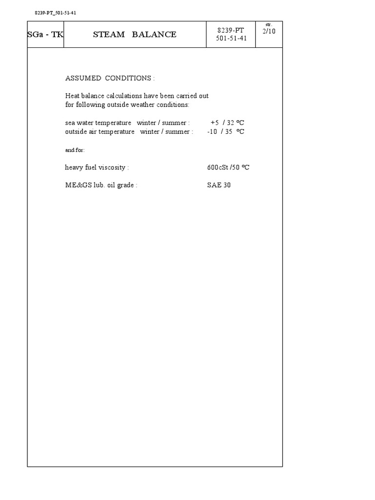 Sga - TK Steam Balance: and For | PDF | Boiler | Steam