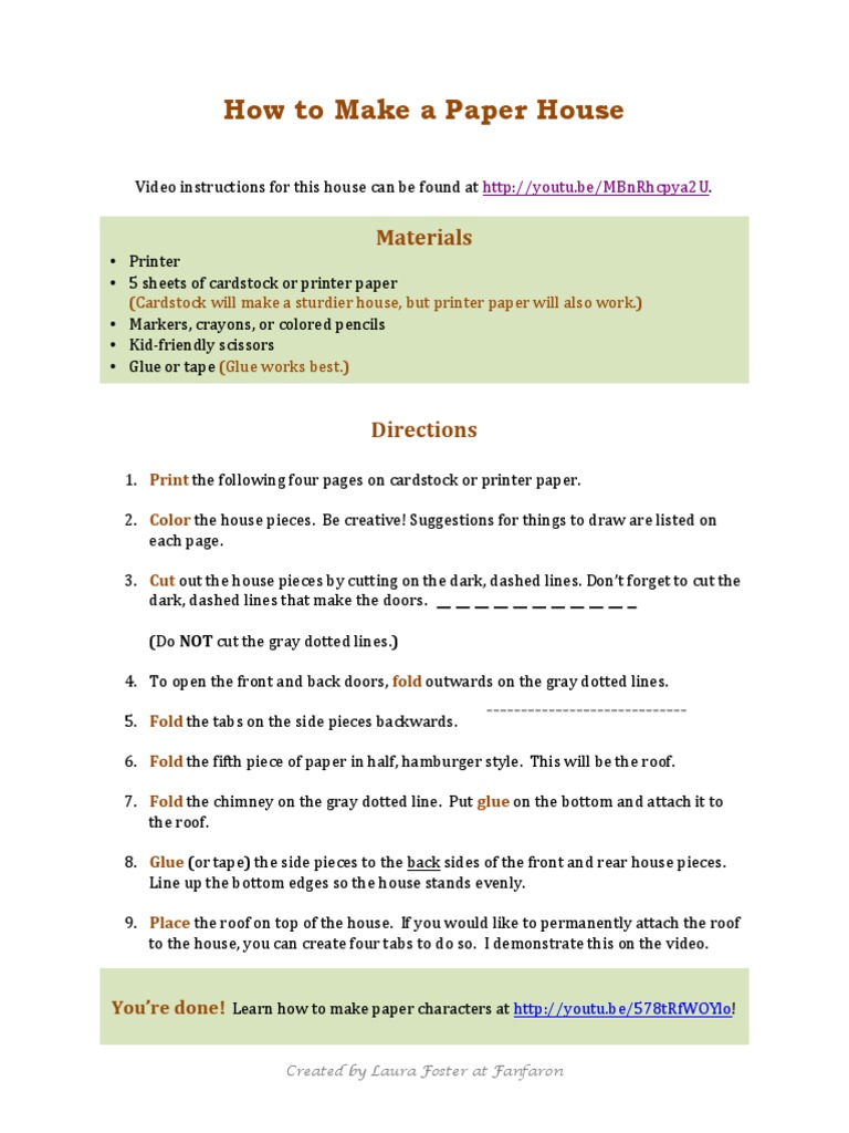 How To Make A Paper House: Materials | Download Free PDF | Printer ...