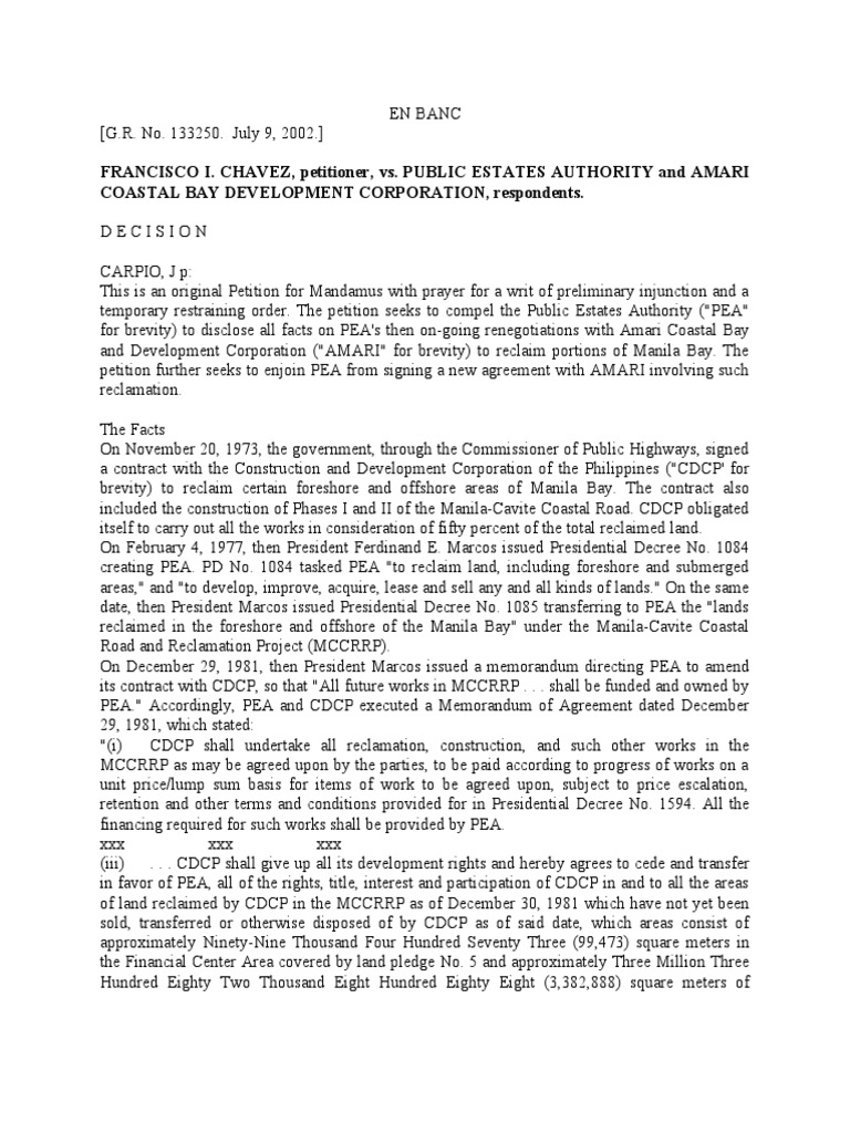 Chavez vs. Pea Amari | PDF | Mandamus | Freedom Of Information Laws By ...