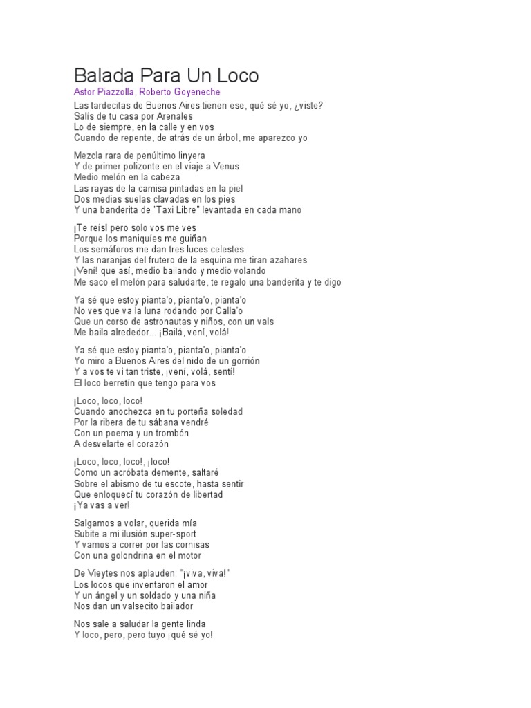 Balada para Un Loco LETRA | PDF