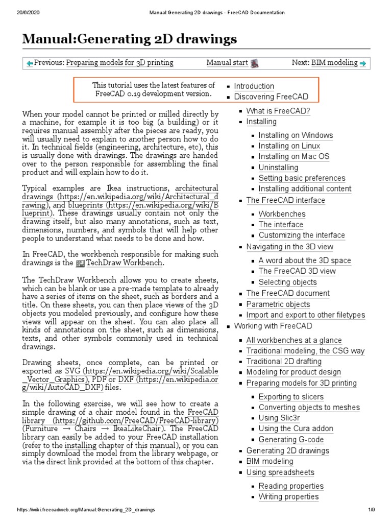 Manual Generating 2D Drawings FreeCAD | PDF | Graphical User Interfaces | 3 D Computer Graphics
