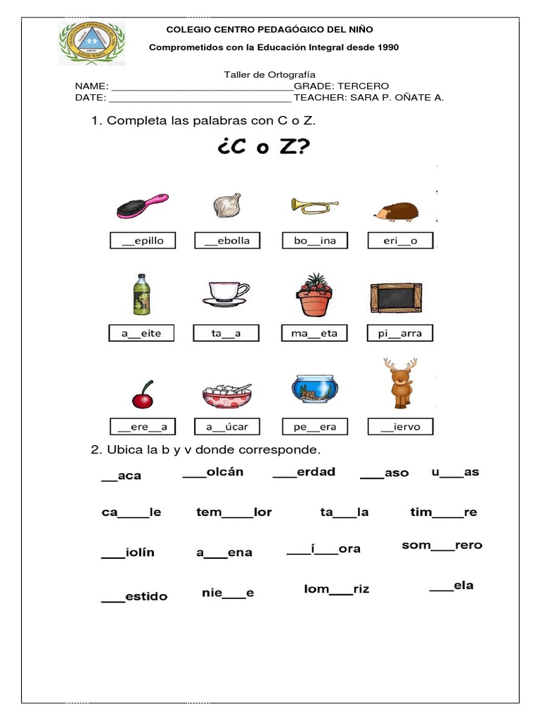 Palabras De Ortografía De 3er Grado