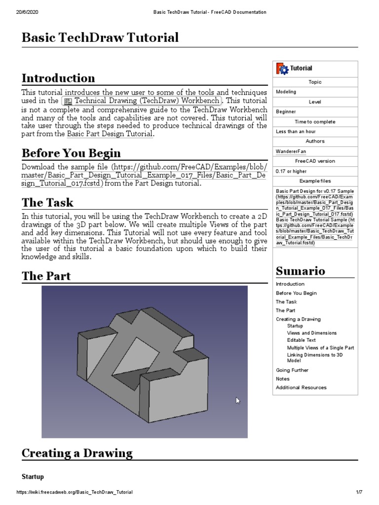 Basic TechDraw Tutorial FreeCAD | PDF