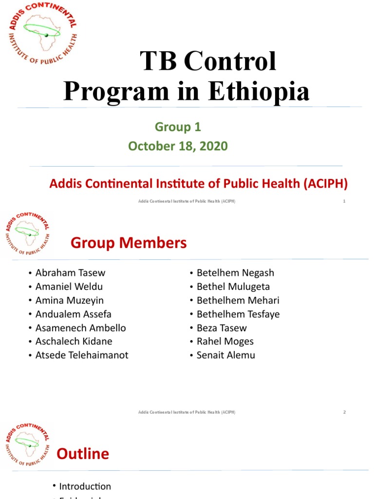 TB Control Program in Ethiopia: Group 1 October 18, 2020 | PDF ...