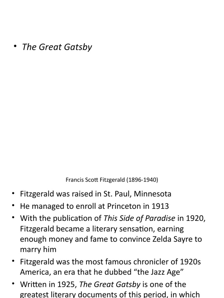 The Great Gatsby: Key Facts & Themes | PDF | The Great Gatsby