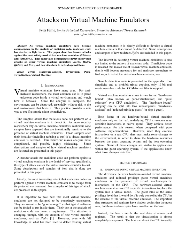 Virtual Machine Threats | PDF | Virtual Machine | Emulator