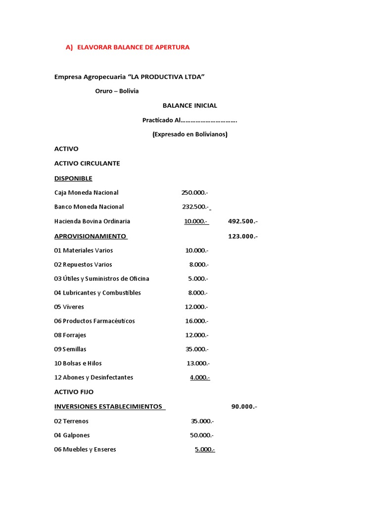 Balance Inicial 1 | PDF | Business