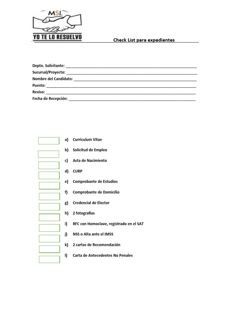 Check List para Expedientes | PDF