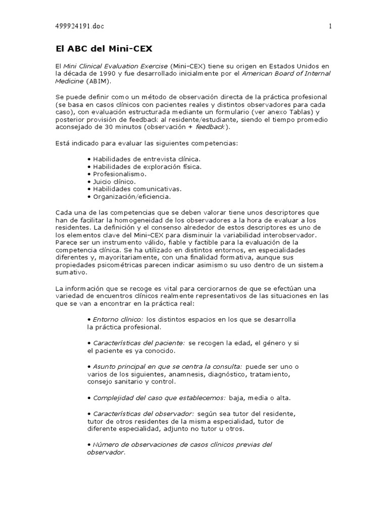 12.mini CEX | PDF | Clínica | Diagnostico medico