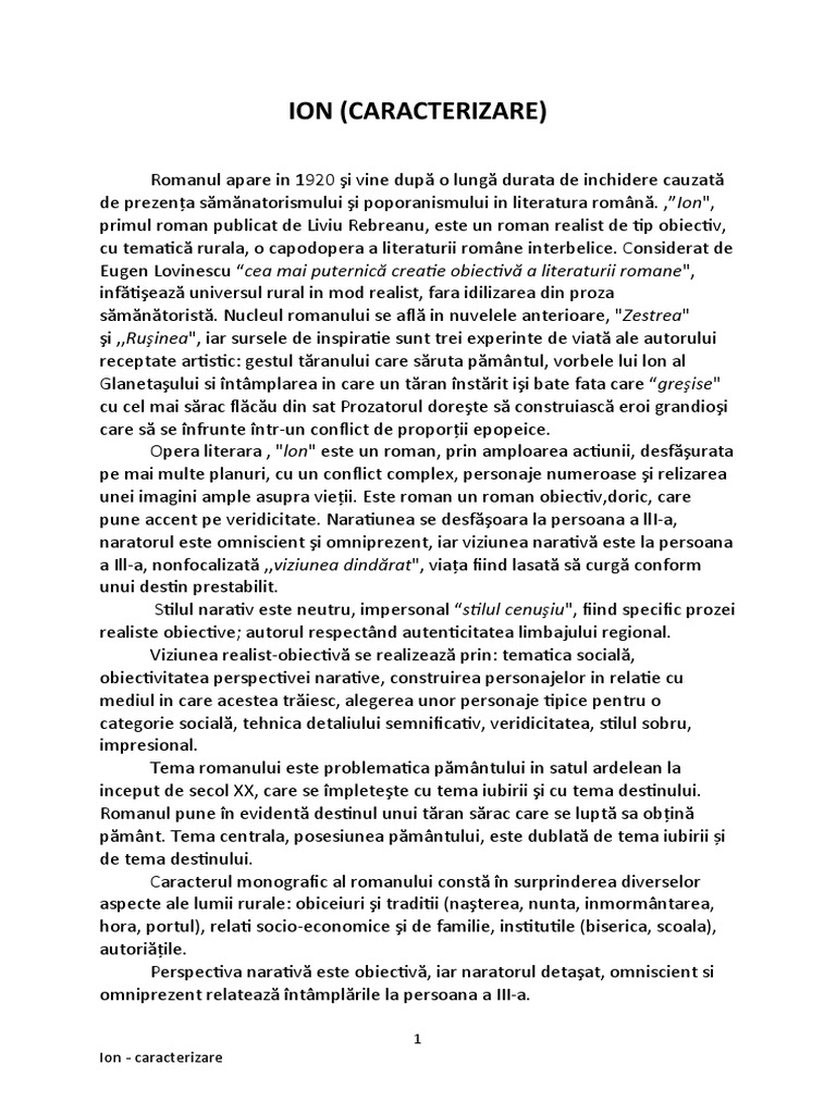 Ion - Caracterizare | PDF