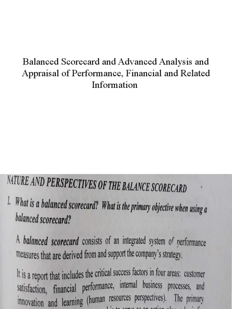 Balanced Scorecard and Advanced Analysis and Appraisal of Performance ...