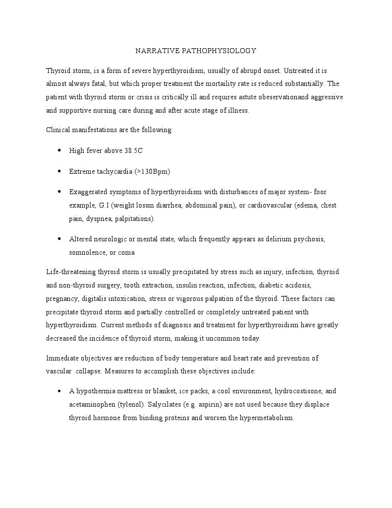 NARRATIVE PATHOPHYSIOLOGY Thyroid Storm | PDF | Hyperthyroidism | Thyroid