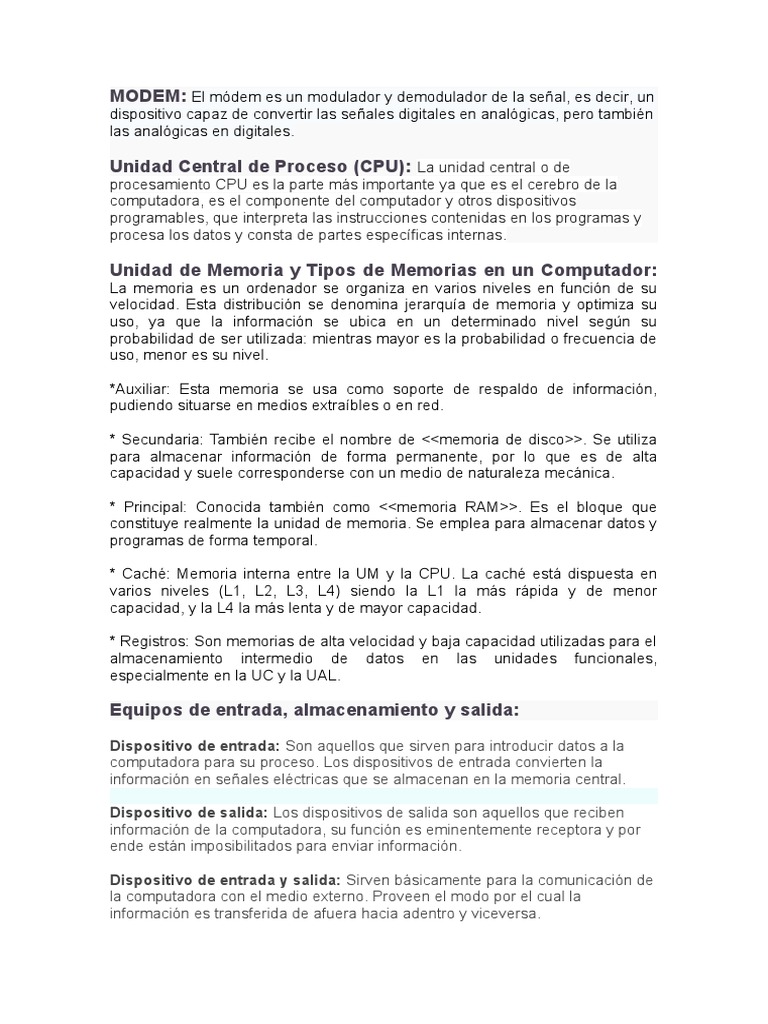 MODEM | PDF | Almacenamiento de datos de la computadora | Hardware de ...